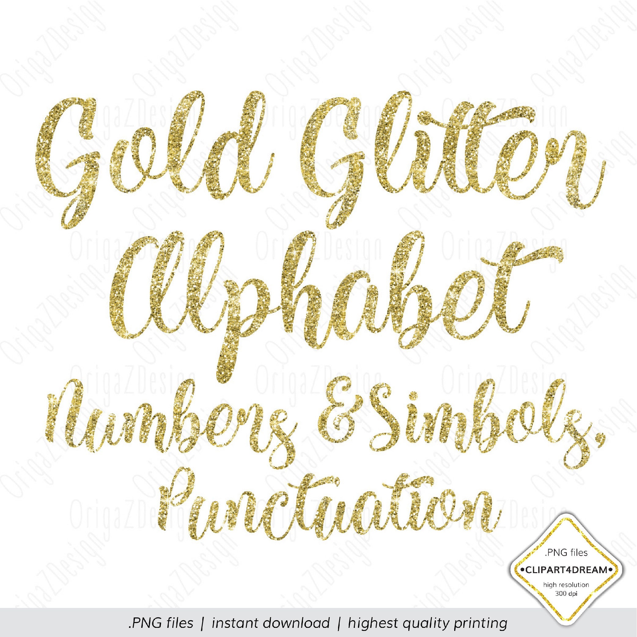 Gold Glitter Alphabet, Glitter Letters, Gold Glitter Sparkle Alphabet ...