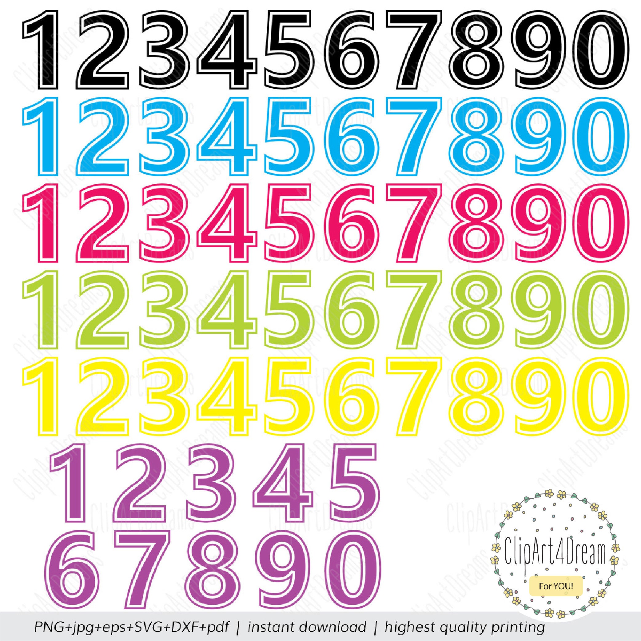 Outline Numbers SVG Birthday Girl Boy Svg Clipart Cutting Files Font ...