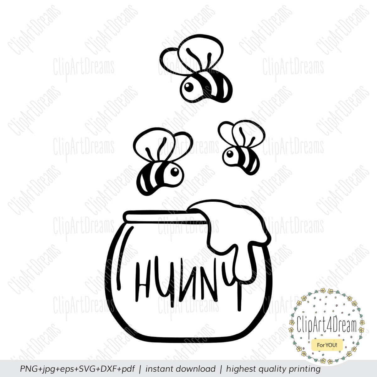 Bee Svg Honey Pot Svg Winnie the Pooh SVG Hunny Winnie the - Etsy