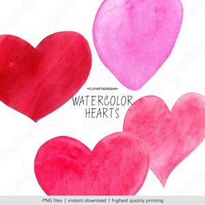 Heart Clipart, Valentines Day Watercolor Heart Png Bundle Clipart Red ...