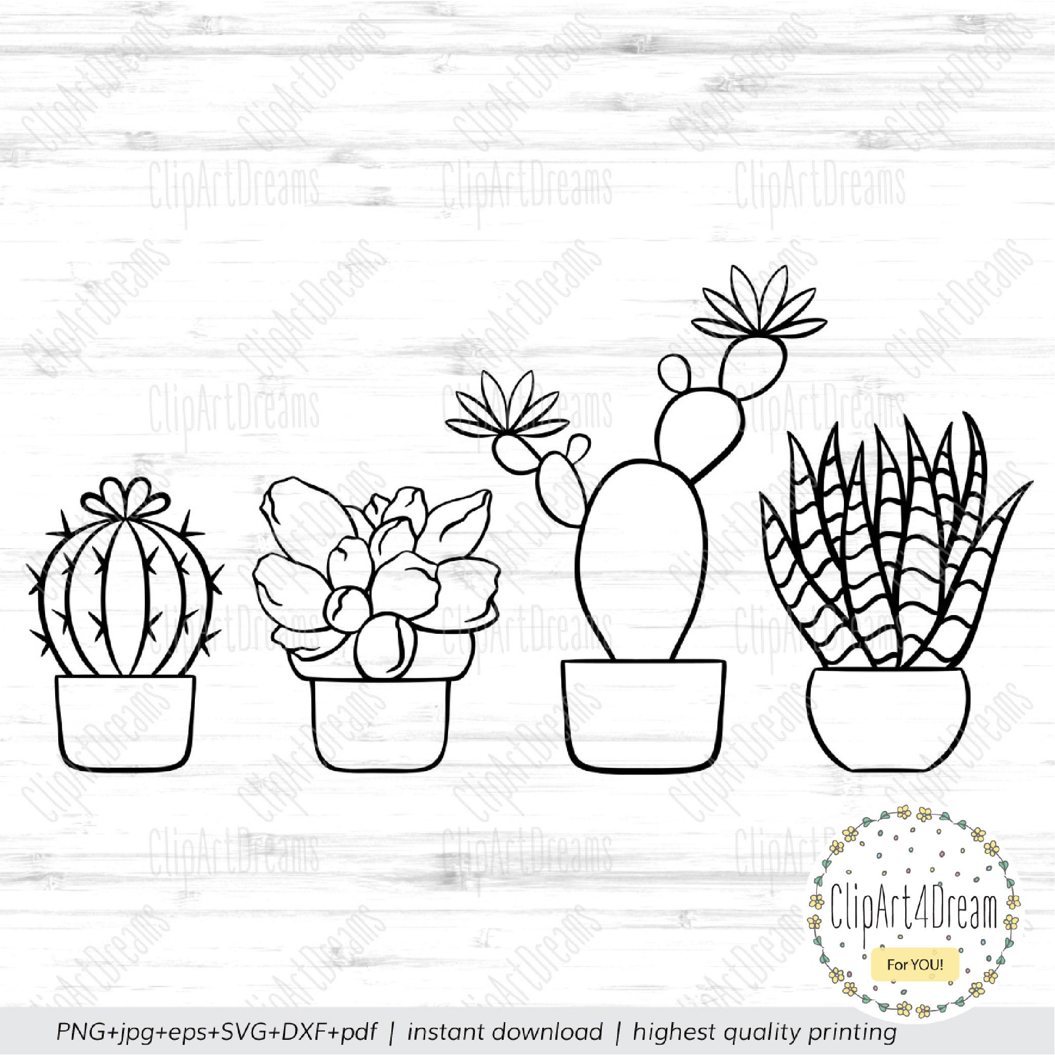 Cactus Svg, Succulent Svg Cacti Pot Boho Clipart Cut Files for Cricut ...