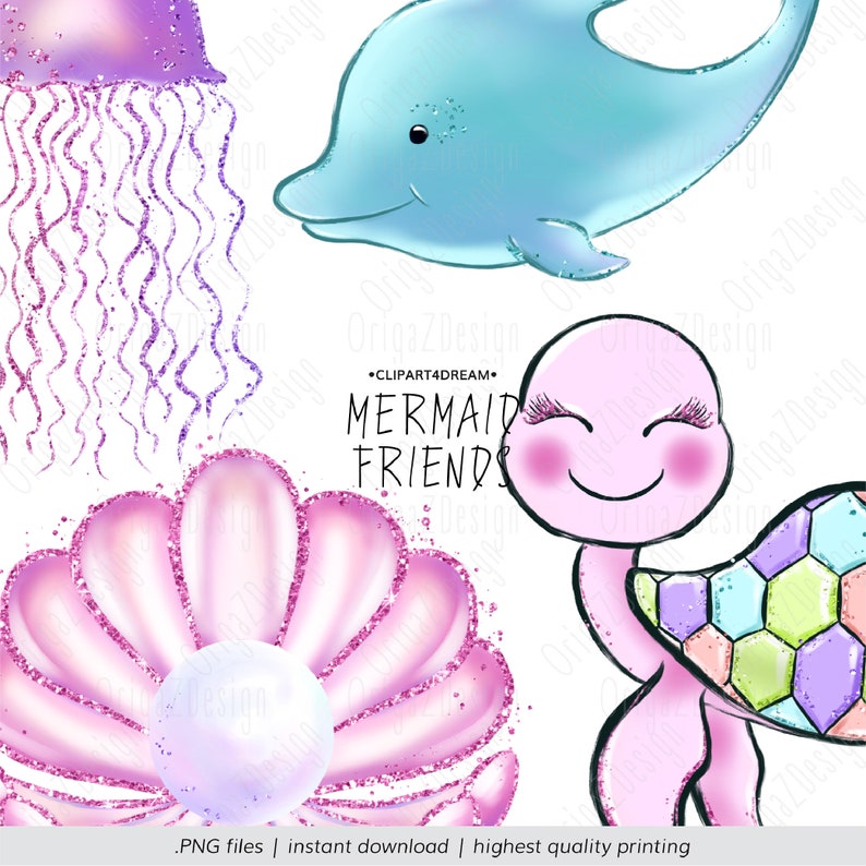 Little Mermaid Friends Animals Life, Under the Sea Clipart, Seahorse ...