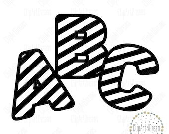 Striped Font SVG, Stripe Zebra Letters Alphabet Svg Cutting Files Cut ...