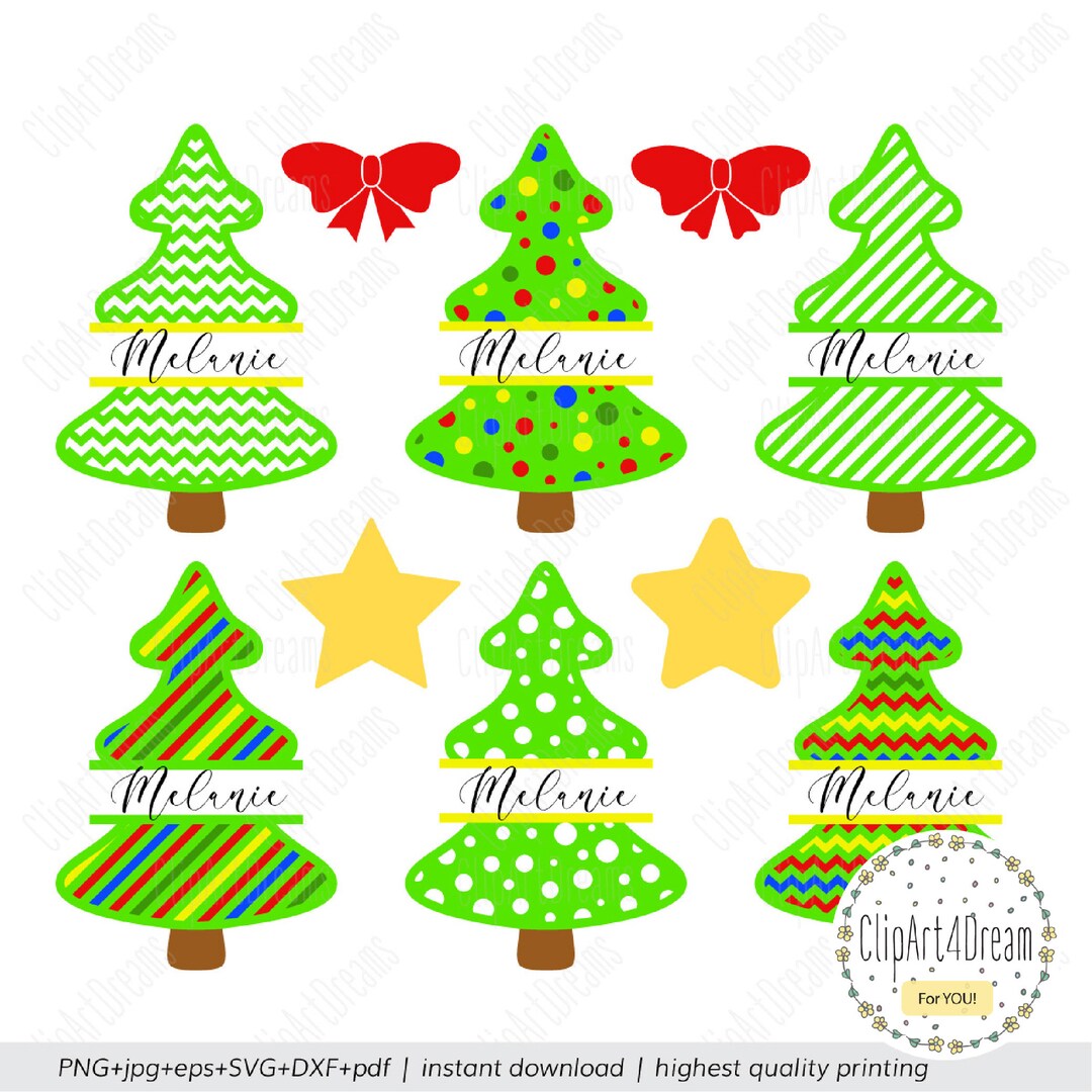 Christmas Tree Monogram SVG, Split Christmas Tree Monogram Frame Svg ...