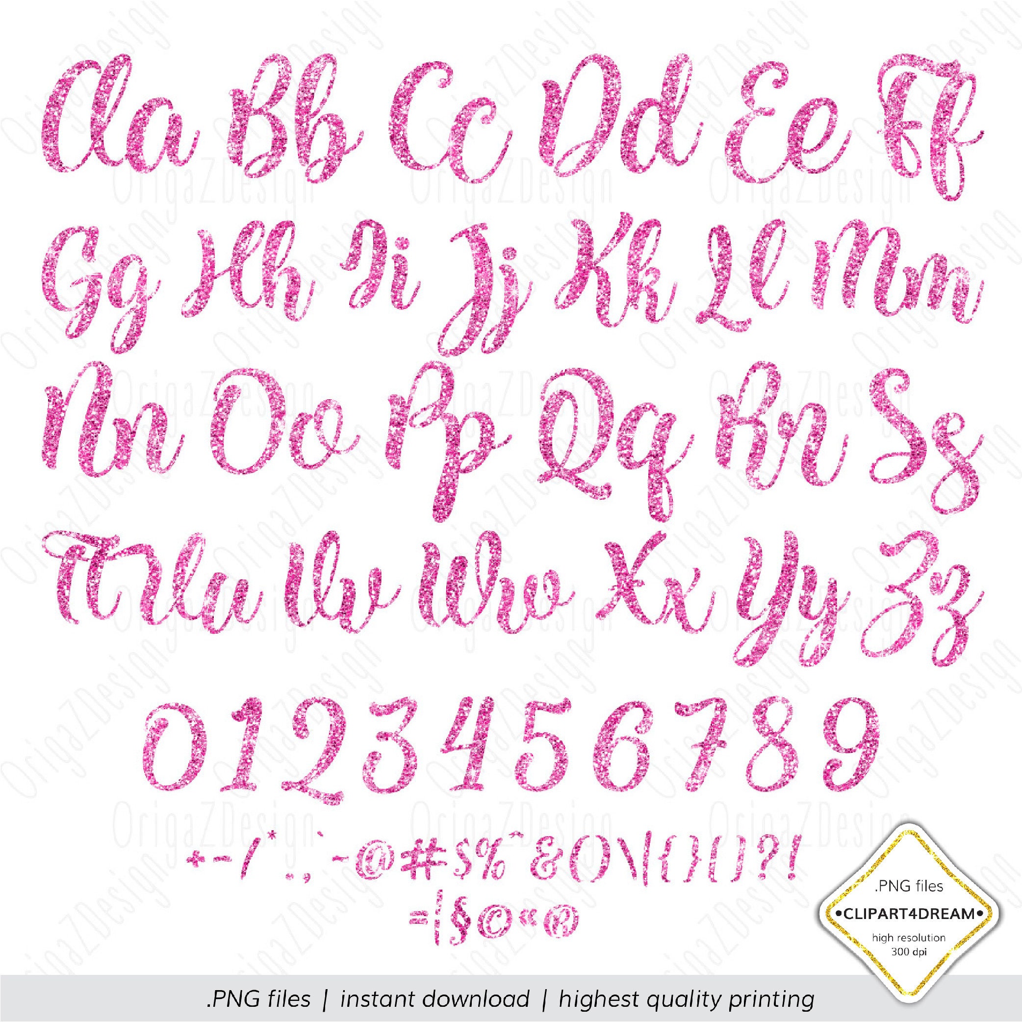 Pink Glitter Alphabet, Pink Glitter Letters Sparkle Girl Alphabet ...