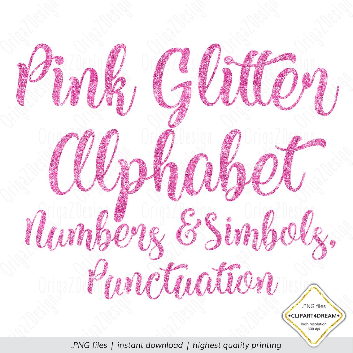 Pink Glitter Alphabet, Pink Glitter Letters Sparkle Girl Alphabet ...