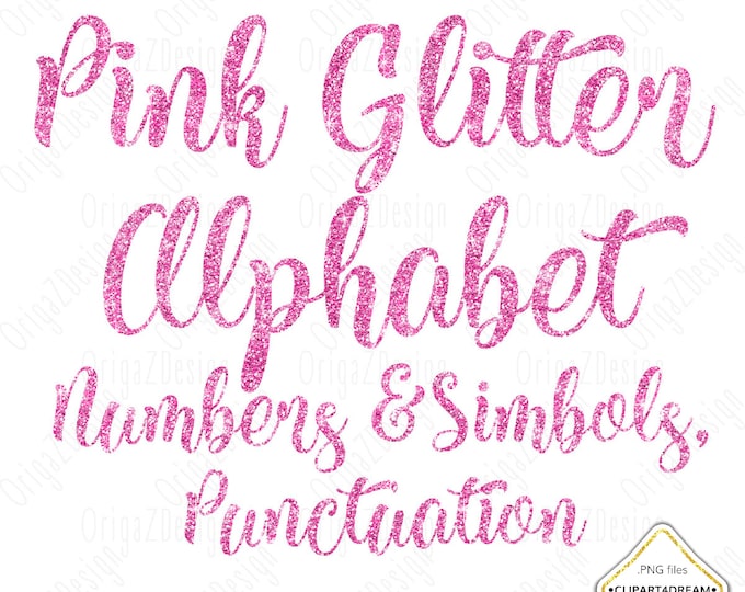 Glitter Letters PNG, Alphabet Clipart Pink Glitter Letters, Sublimation ...