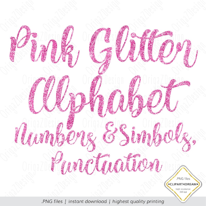 Pink Glitter Letters - Etsy