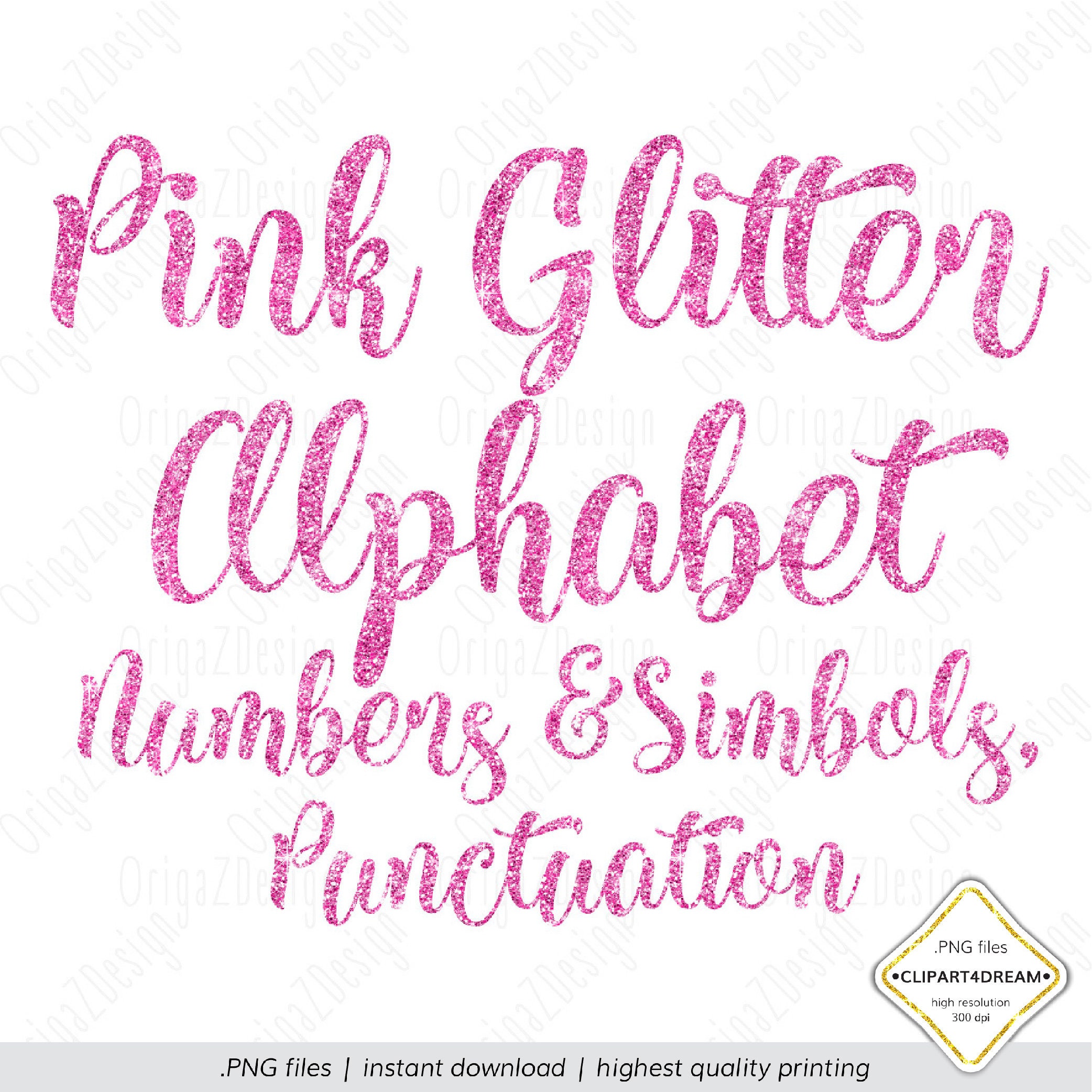 Pink Glitter Alphabet, Pink Glitter Letters Sparkle Girl Alphabet ...