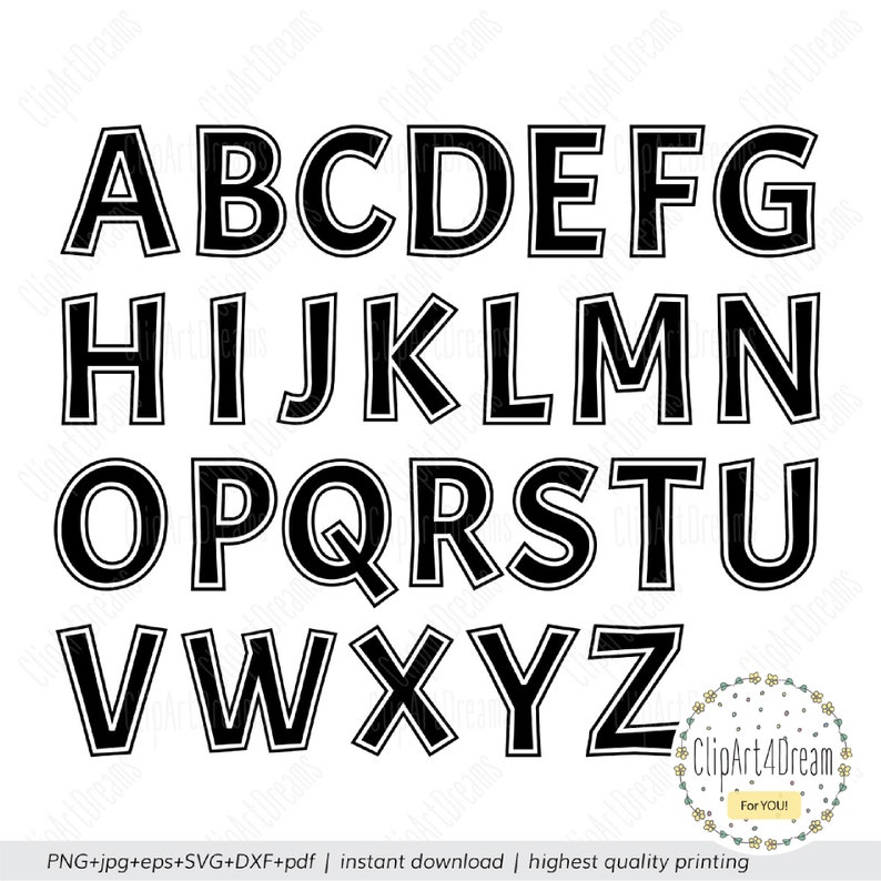 Outline Font SVG Alphabet Clipart Svg Uppercase Lowercase Letter Cutting Files Cricut Cut File ...