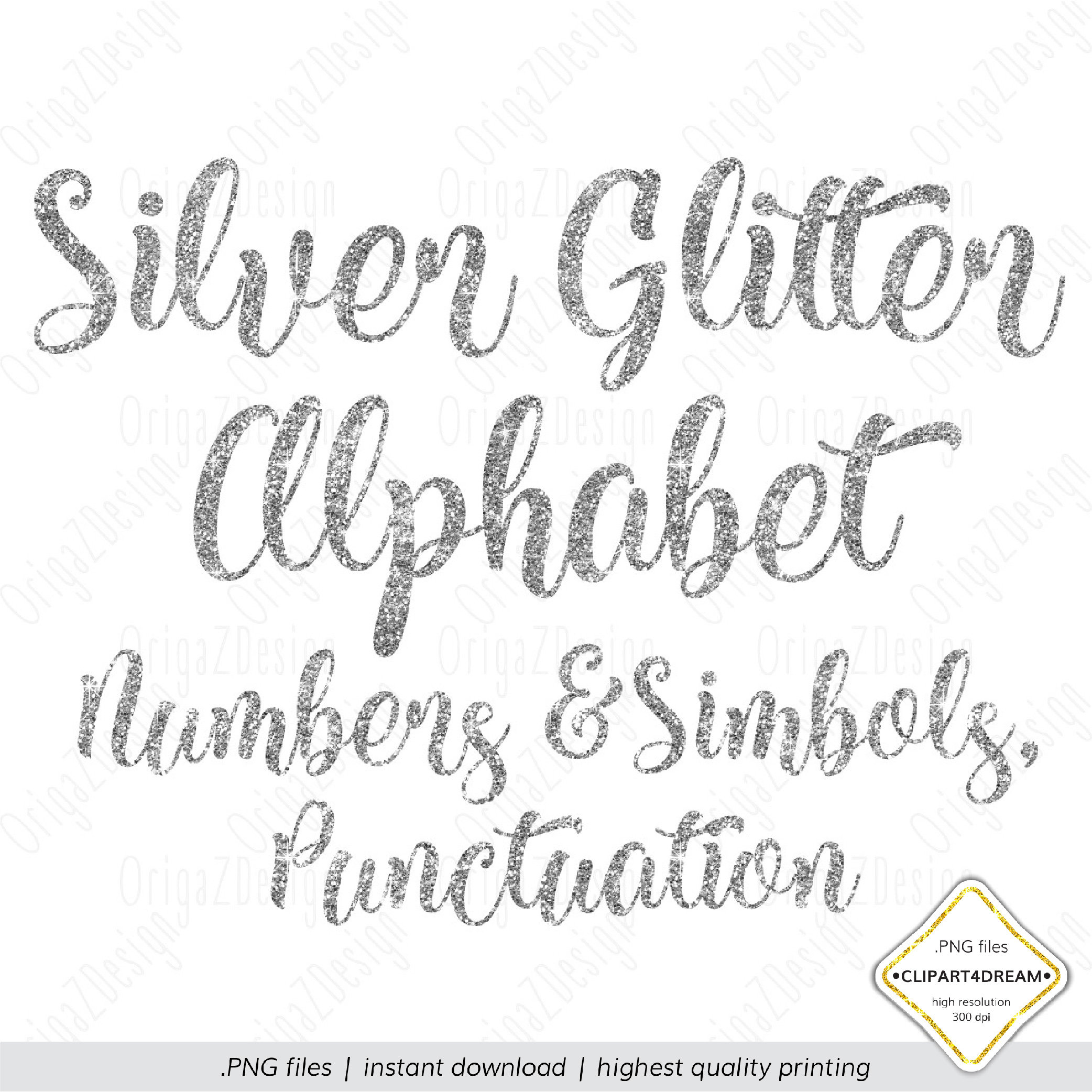 Silver Glitter Alphabet, Silver Glitter Letters Sparkle Alphabet ...