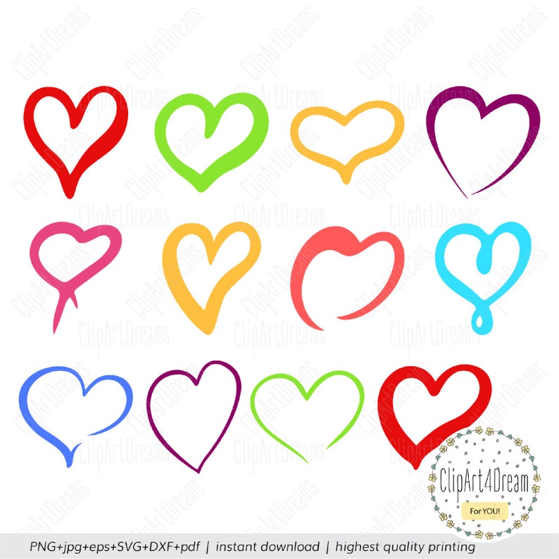 Heart Svg Valentines Day Clipart Love Wedding Svg Hearts Bundle Clip