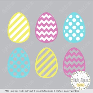 Easter Eggs SVG, Easter Eggs Clipart Svg Polka Dot Stripes Chevron Cut ...