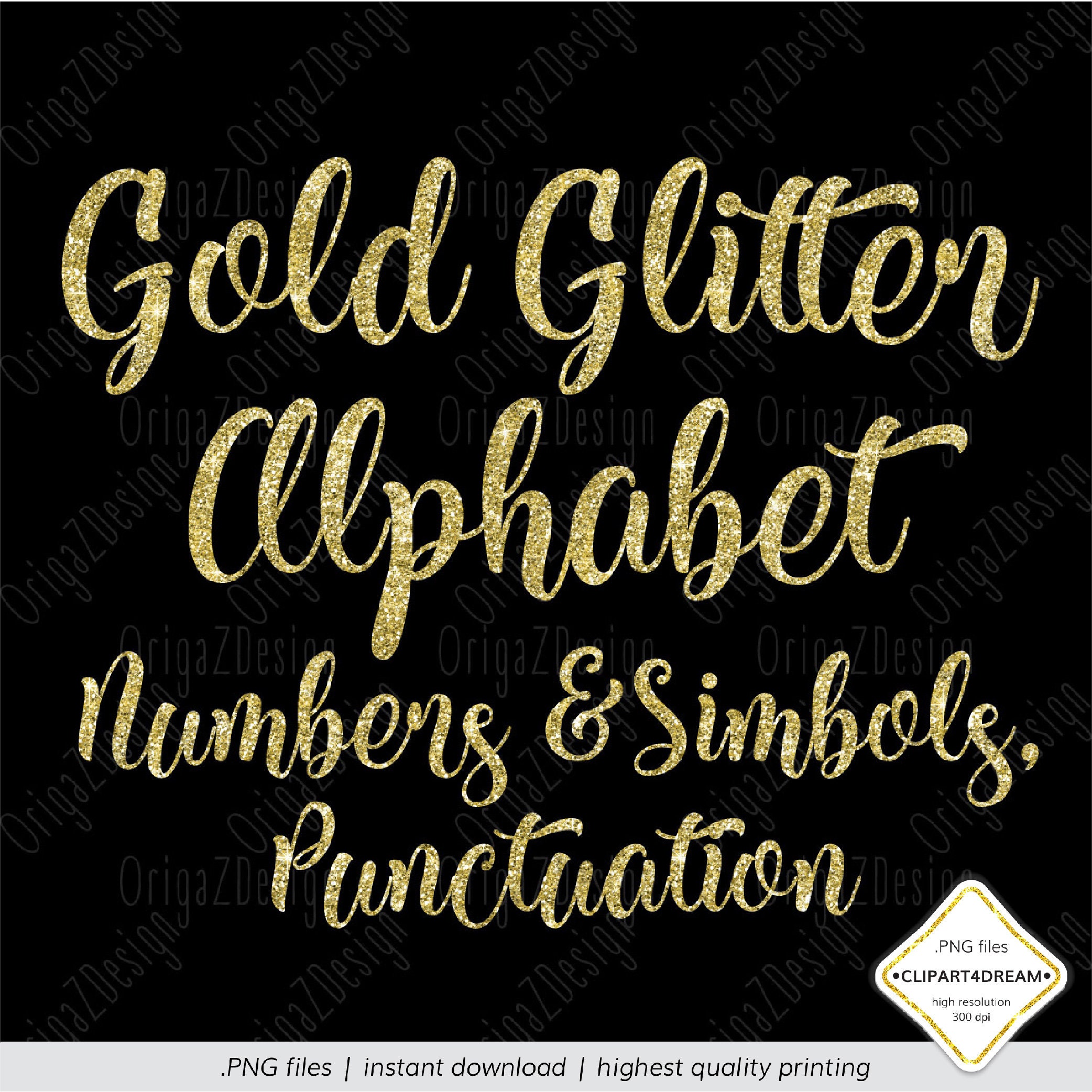 Gold Glitter Alphabet, Glitter Letters, Gold Glitter Sparkle Alphabet ...