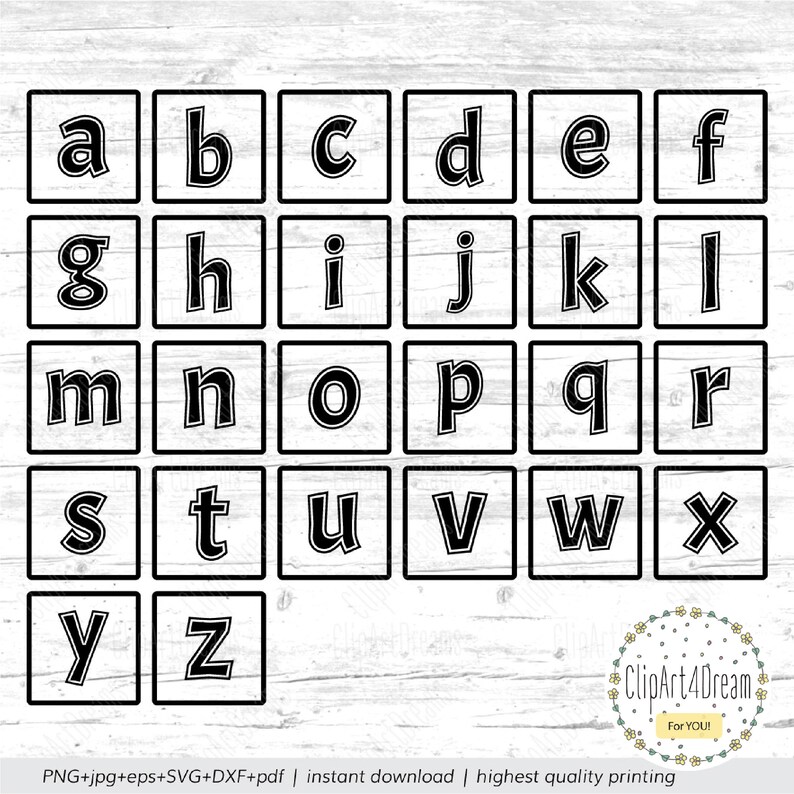 Outline Block Font SVG, Outline Simple Block Letters Alphabet Svg ...