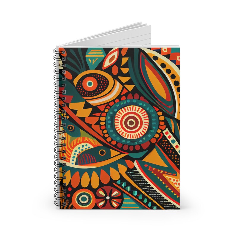 Abstract Colorful Block Mudcloth Spiral Line Notebook Tribal Ethnic ...