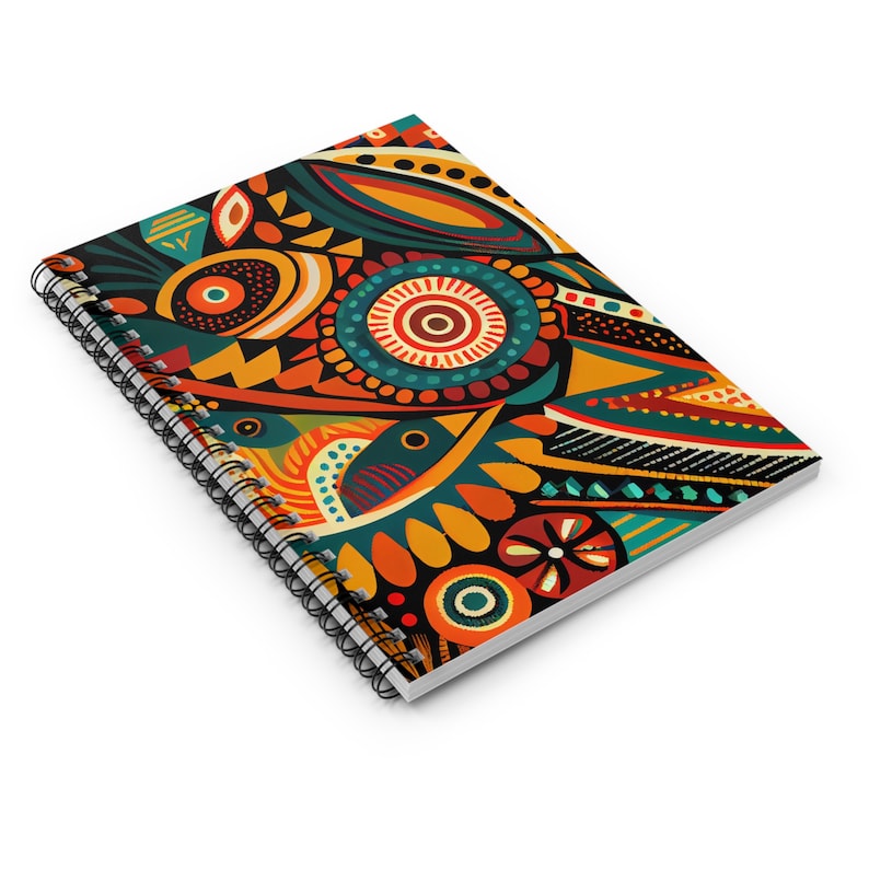 Abstract Colorful Block Mudcloth Spiral Line Notebook Tribal Ethnic ...