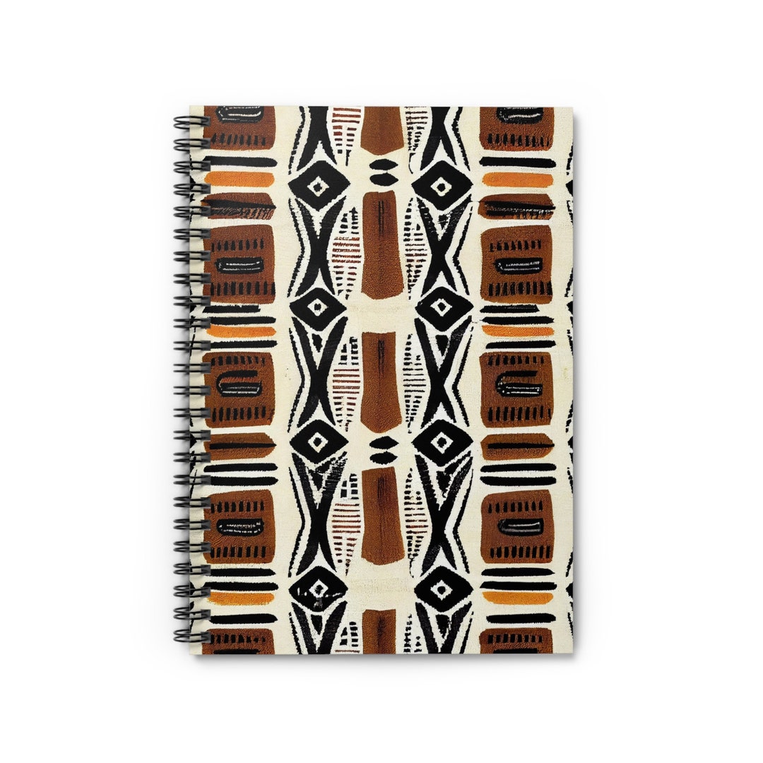 Tribal Vertical Lines Spiral Line Notebook African Ethnic Mudcloth ...
