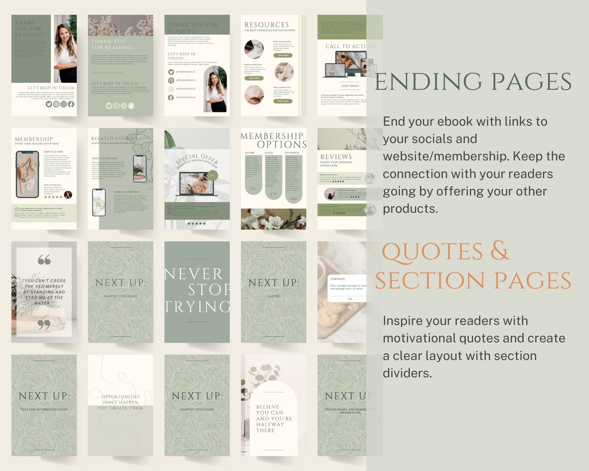 Ebook Template Canva | Minimalist Green Pastel Workbook | Course ...
