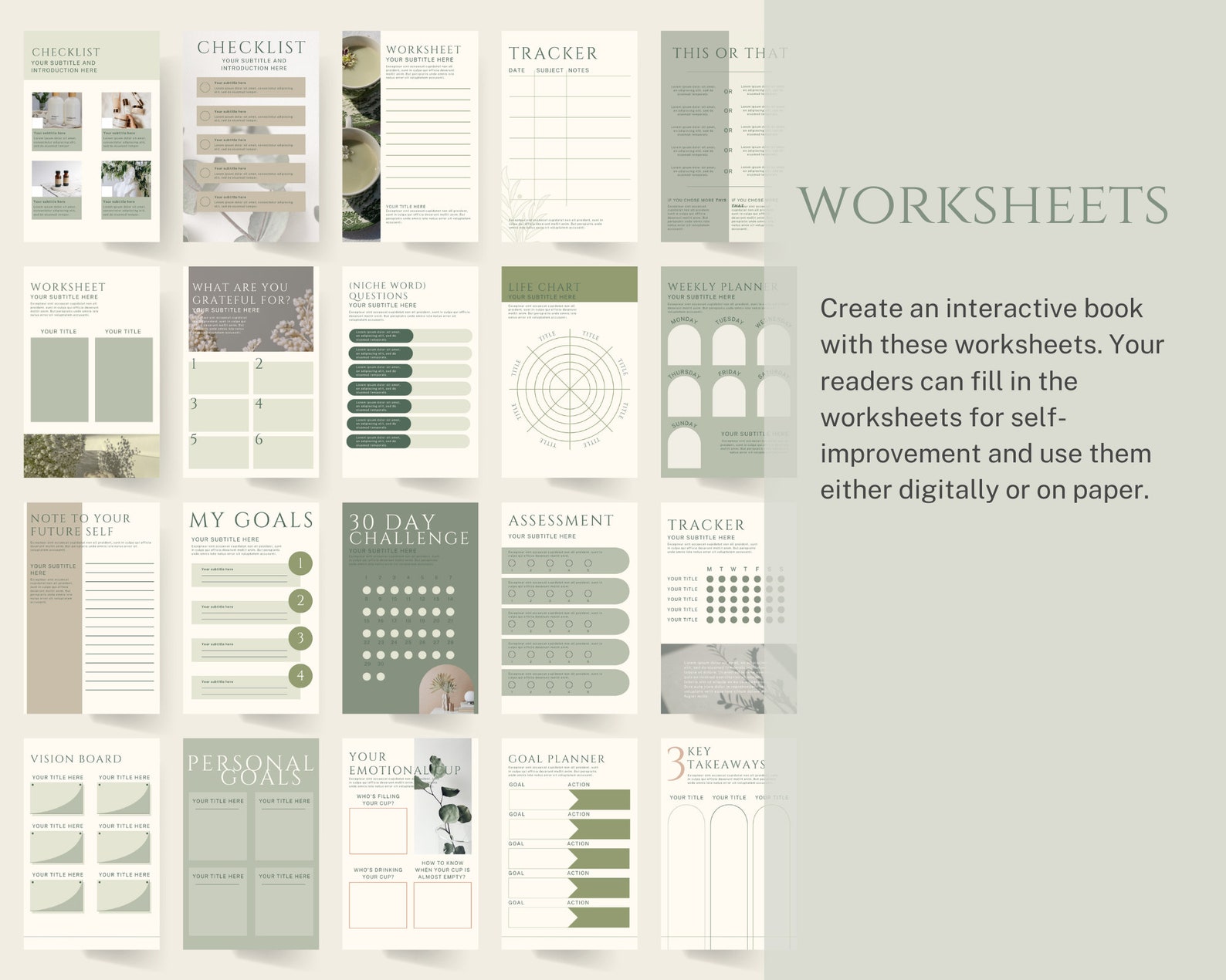 Ebook Template Canva | Minimalist Green Pastel Workbook | Course ...