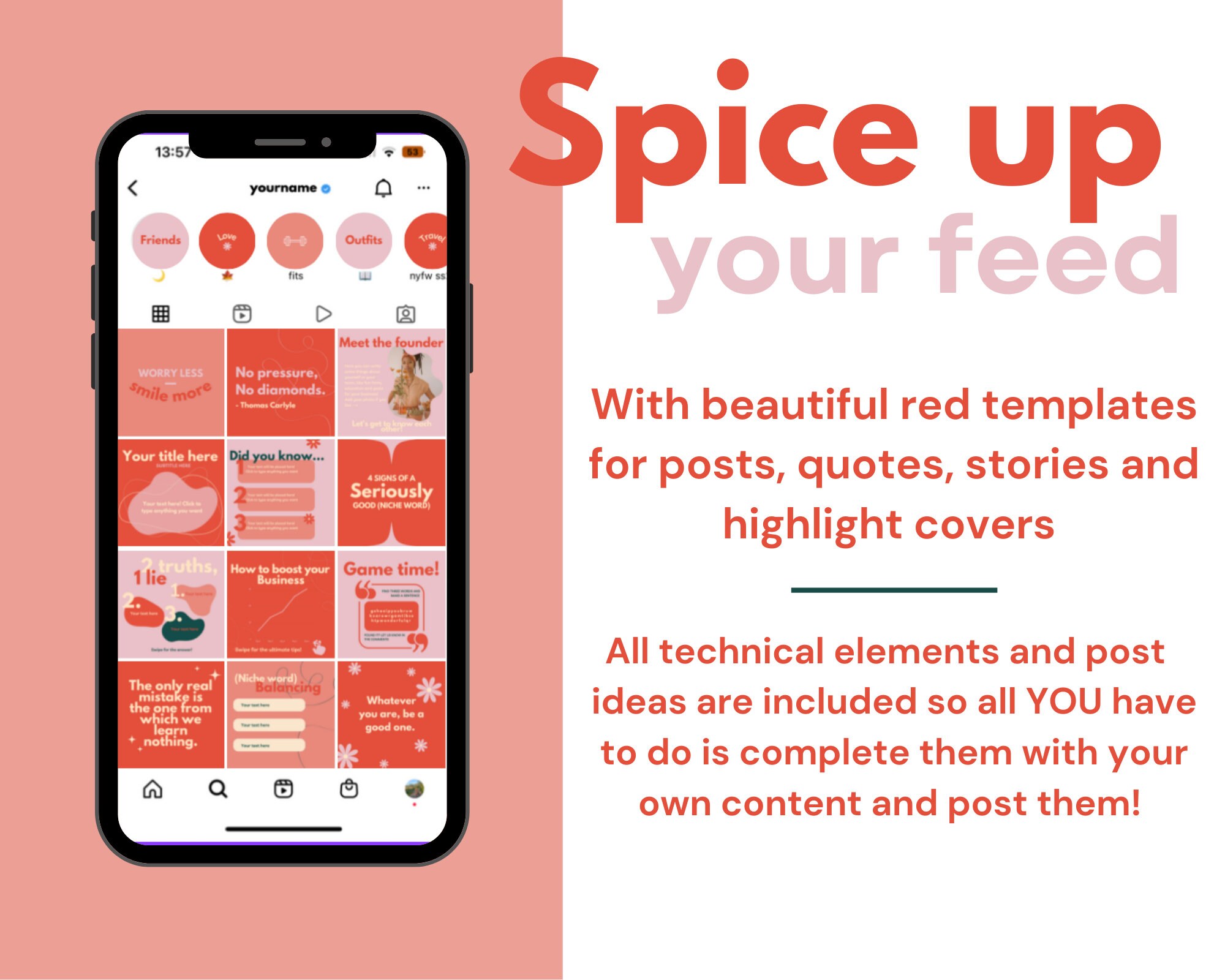 210 Instagram Templates | Red Canva Templates | Coral Pink Instagram ...