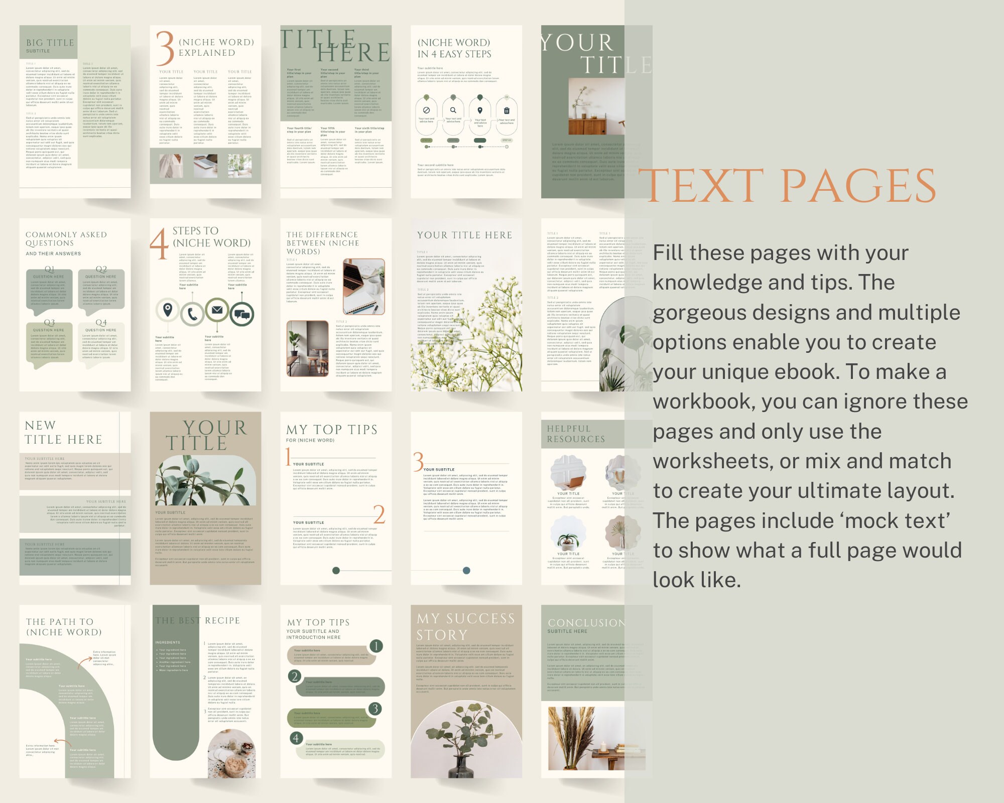 Ebook Template Canva | Minimalist Green Pastel Workbook | Course ...