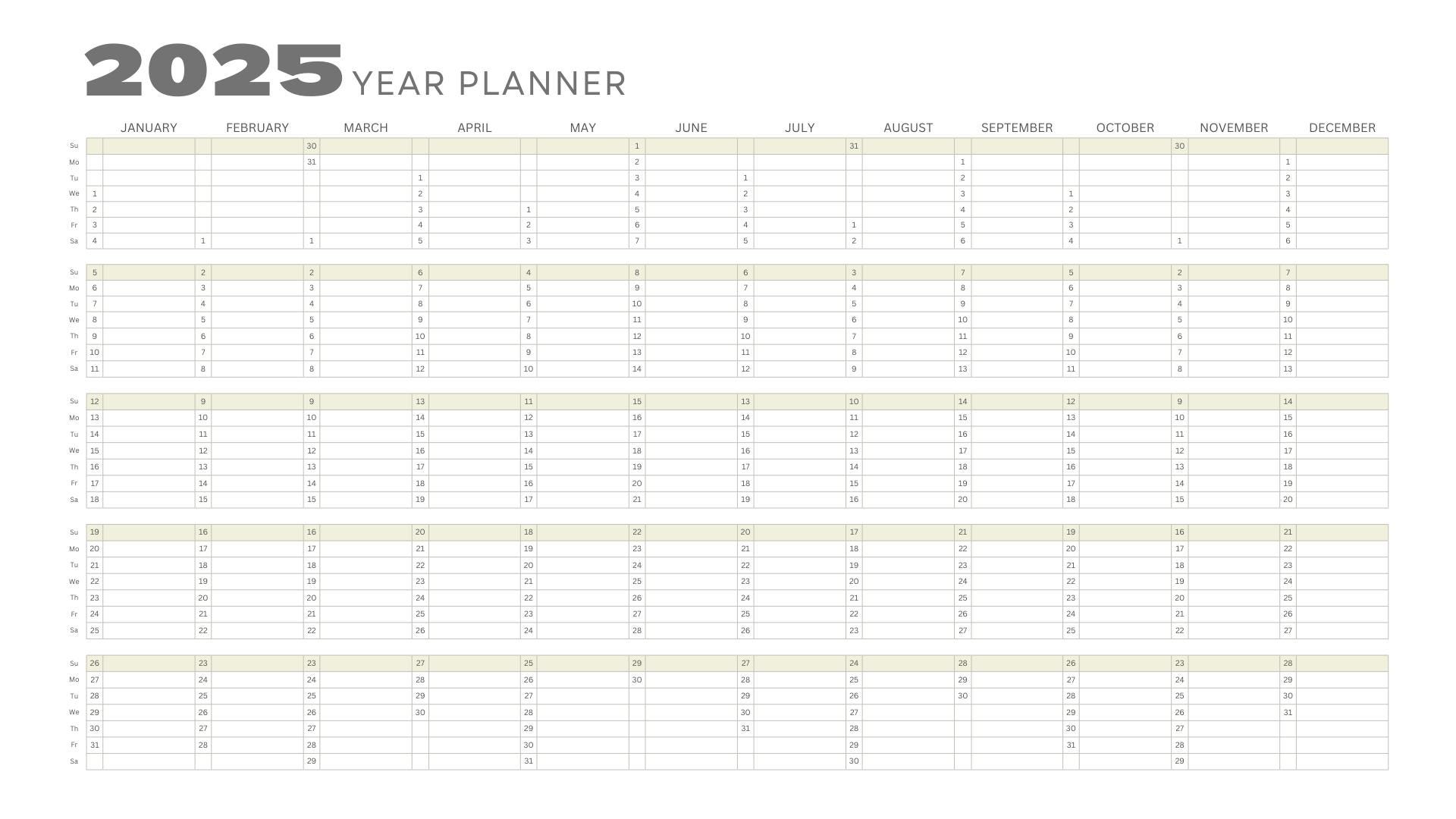 2025 Year Planner, Editable, Printable - Etsy