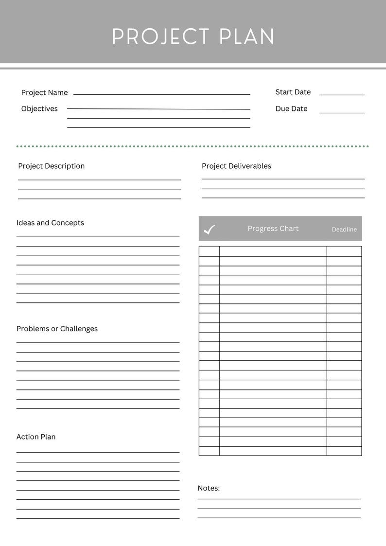 Project Plan. Simple, Editable, Printable, Template - Etsy Australia