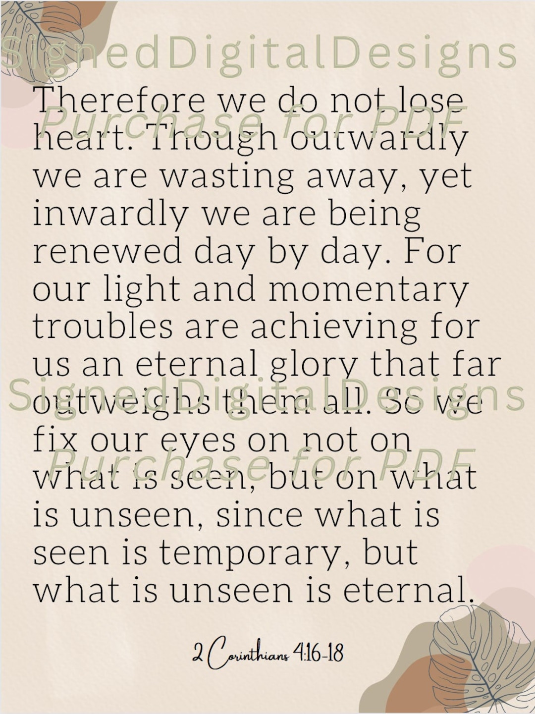 2 Corinthians 4:16-18 Printable - Etsy