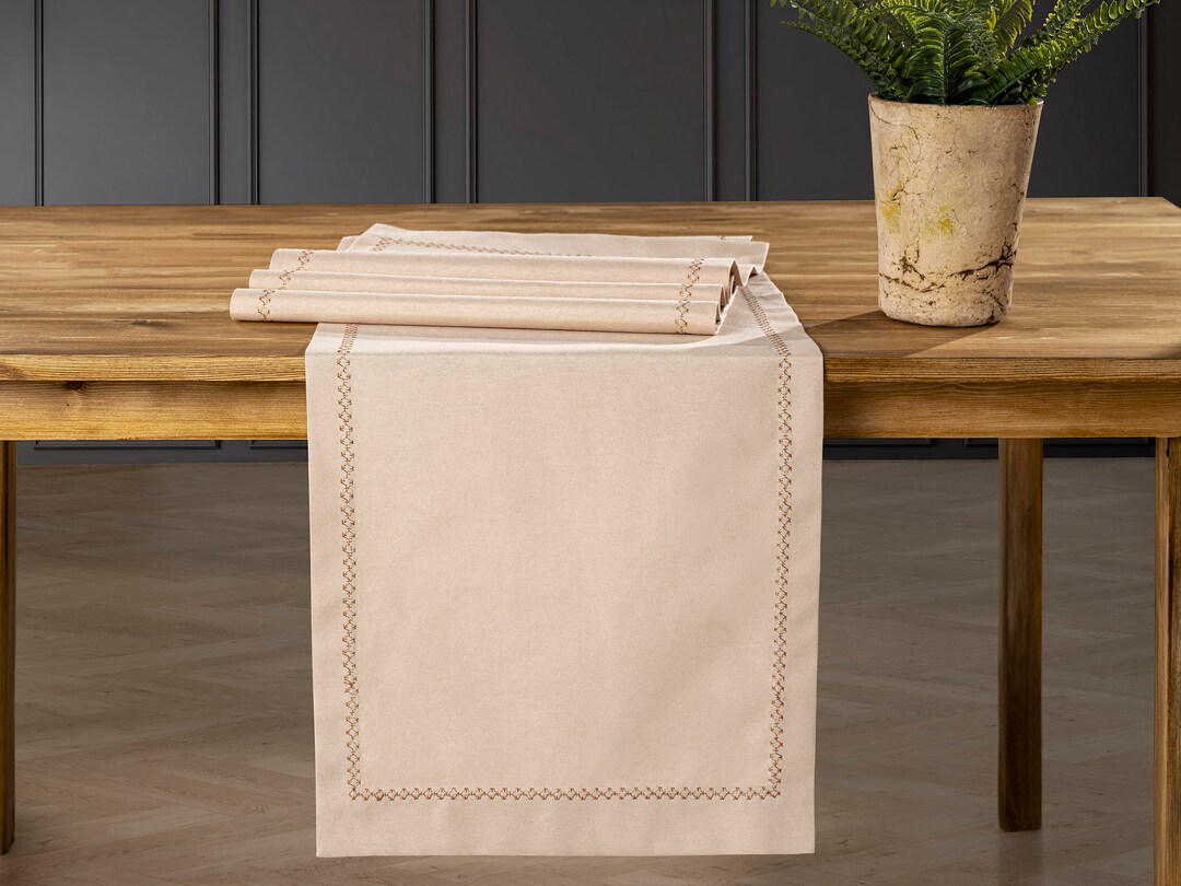 Exquisite Luxury: Cream Linen Table Runner - Ideal Housewarming Gift ...