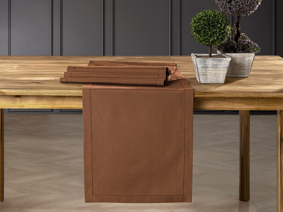 Brown Linen Table Runner, Christmas Table Decor, Cozy Elegance - Etsy