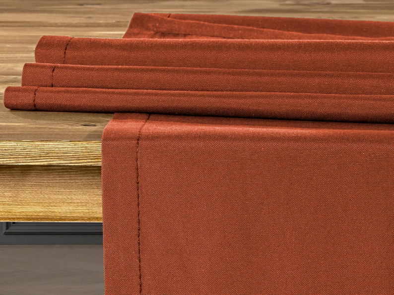 Brunt Orange Color Rustic Linen Table Runner. Modern Table Runner for ...
