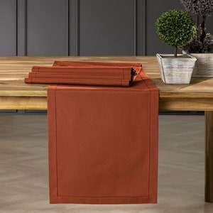 Brunt Orange Color Rustic Linen Table Runner. Modern Table Runner for ...