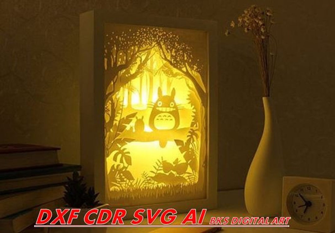 Lampe 3D Lightbox Mon voisin Totoro découpée au laser CDRdxf - Etsy France