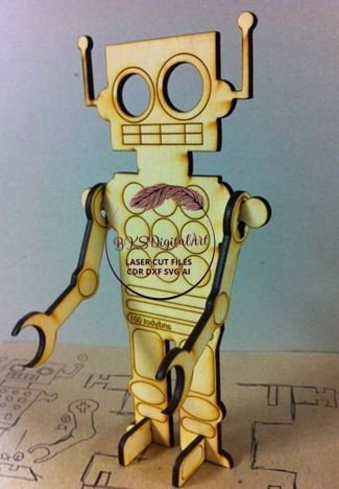 Laser Cut Wooden 3D Puzzle Robot Vector File CDR DXF SVG Ai - Etsy
