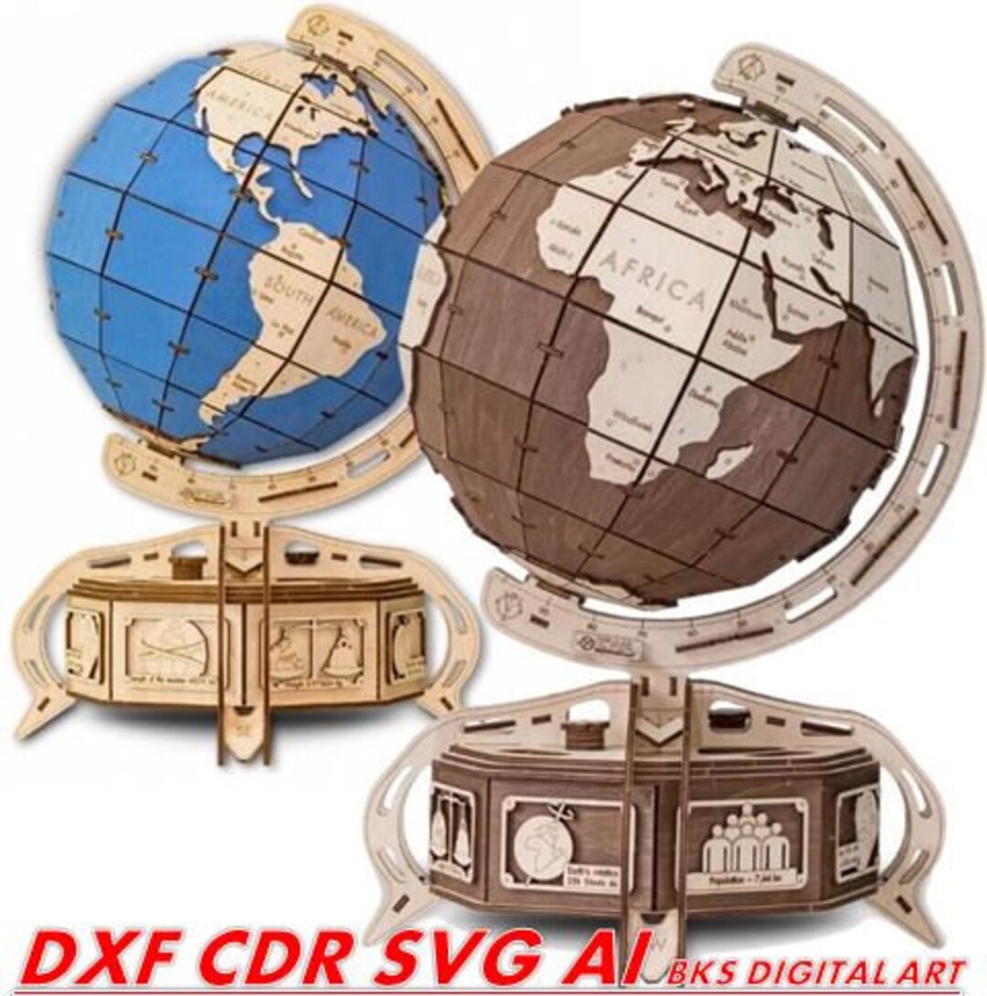 Laser Cut Globe Jewelry Box CDR DXF SVG Ai File - Etsy Australia