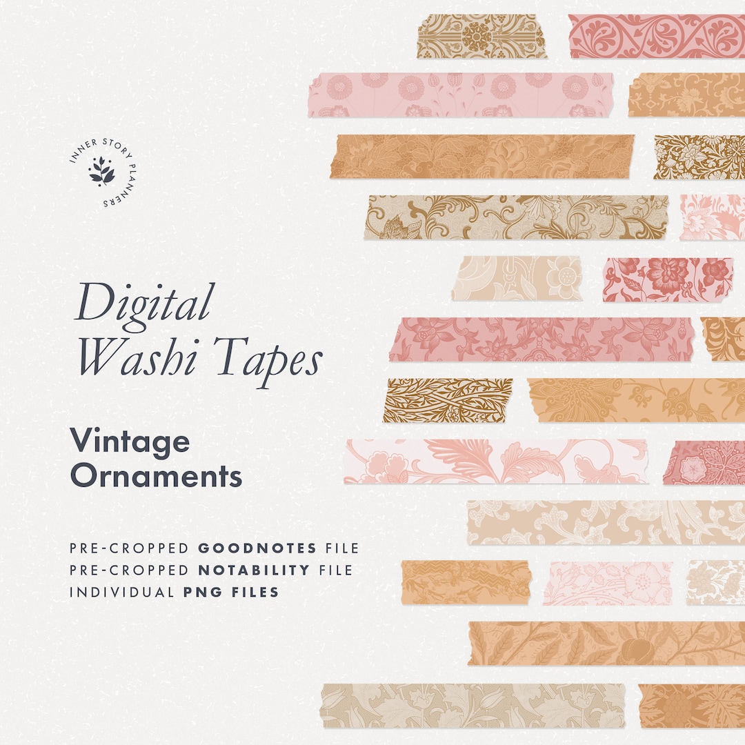 Digital Washi Tapes With Vintage Ornaments, Vintage Fine Art Décor for ...