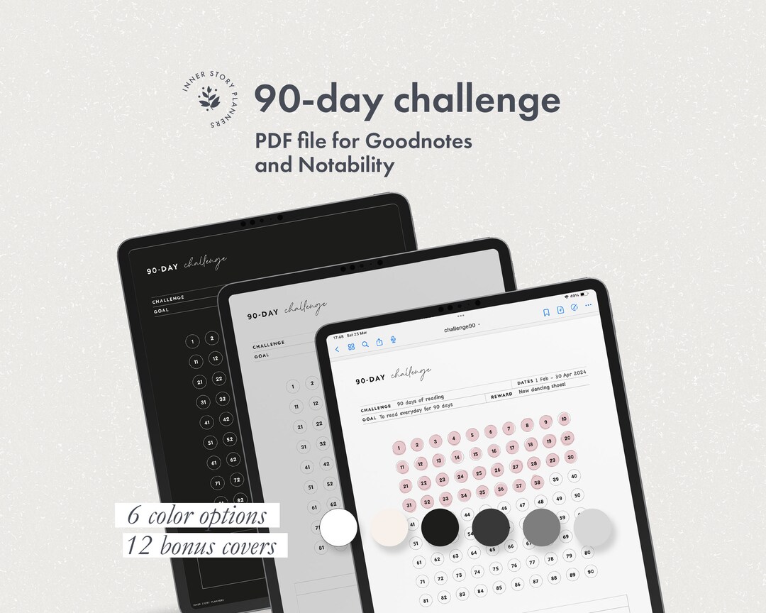 90 Day Challenge Goodnotes Template: Minimalist Habit Tracker (PDF) - Etsy