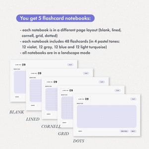 Digital Flashcards, 48 Student Flash Card Notebooks for Goodnotes and ...
