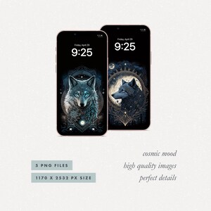 5 Celestial Wolves iPhone Wallpapers, Lunar Cosmic Smartphone ...