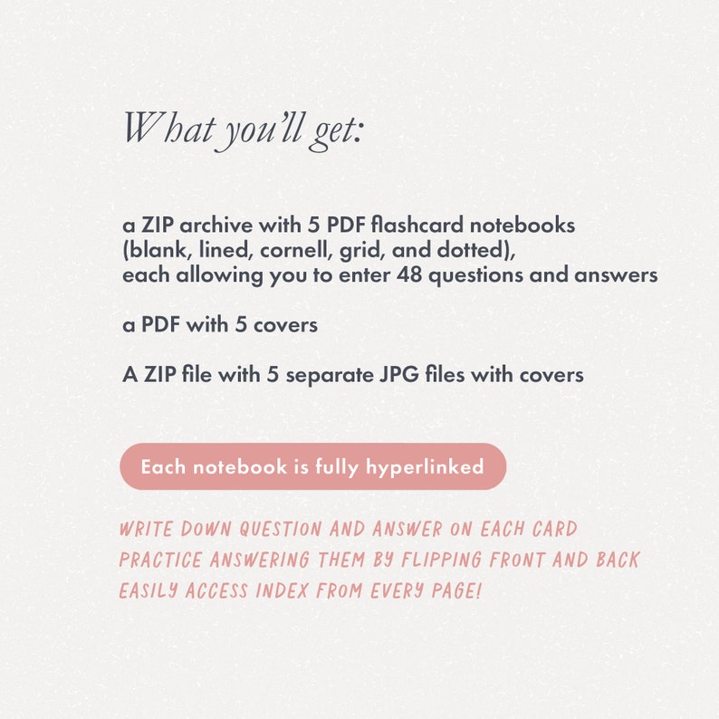 Digital Flashcards, 48 Student Flash Card Notebooks for Goodnotes and ...