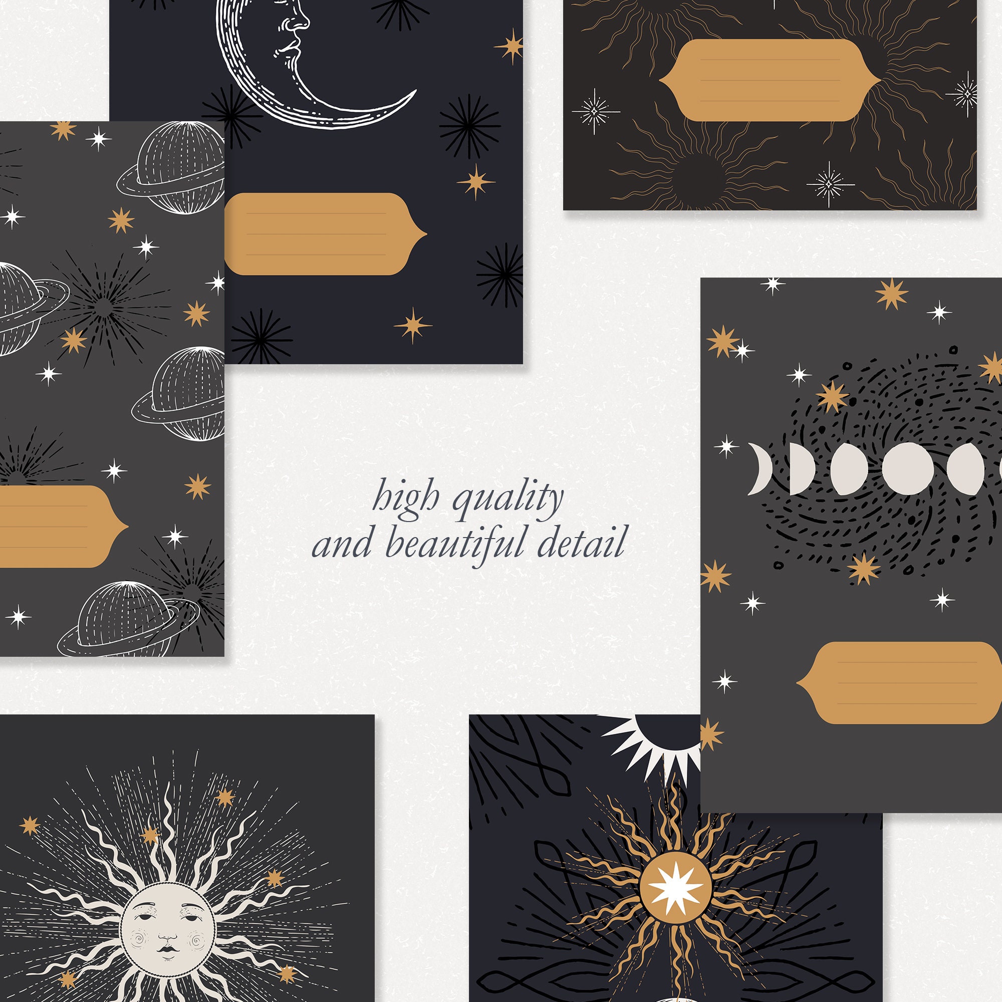 10 Digital Dark Celestial Notebook Covers, Aesthetic Goodnotes Journal ...