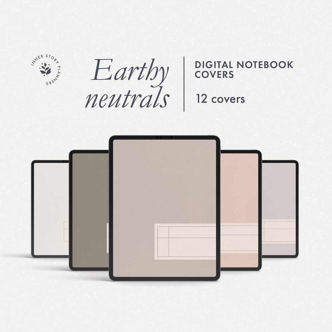 12 Digital Notebook Covers in Earthy Neutral Tones, Goodnotes and ...