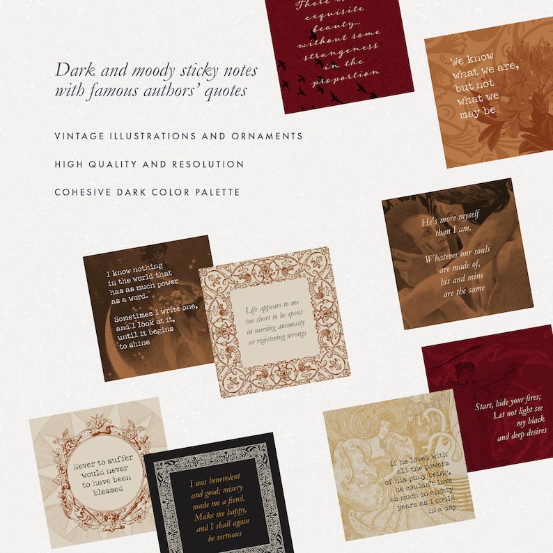 Dark Academia Quotes Digital Stickers: Classical Writers (goodnotes ...