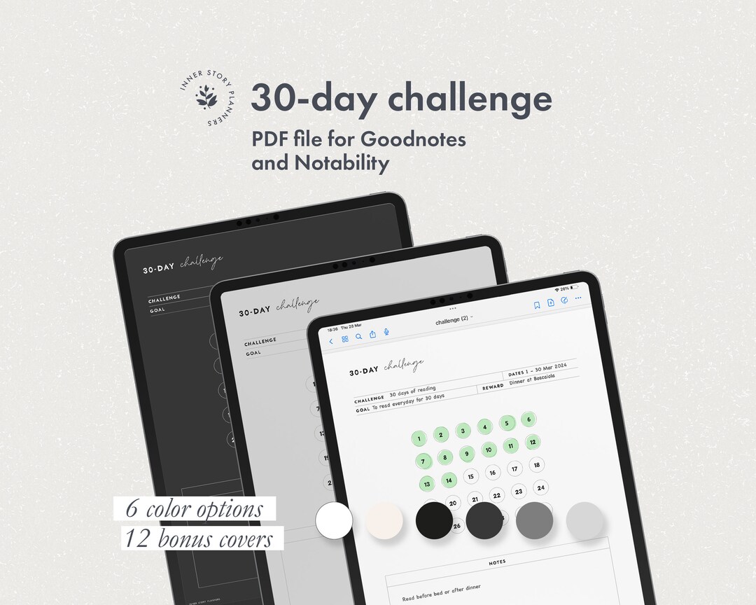 30-day Challenge Goodnotes Template: Minimalist Habit Tracker (PDF) - Etsy