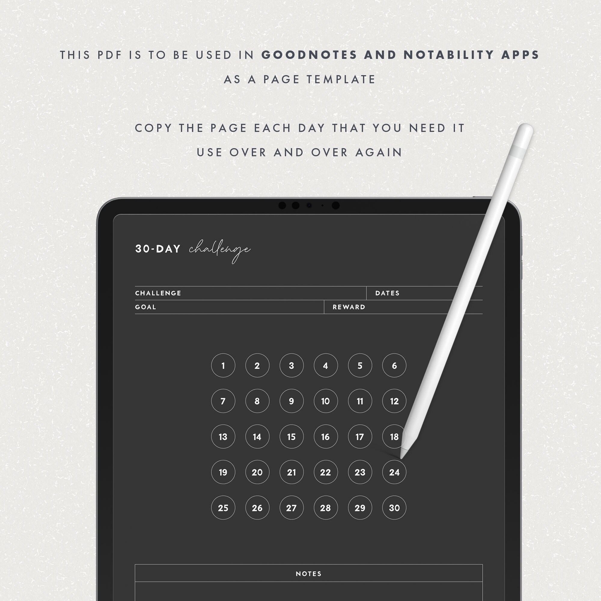 30 Day Challenge Goodnotes Template, Minimalist Habit Tracker Page ...