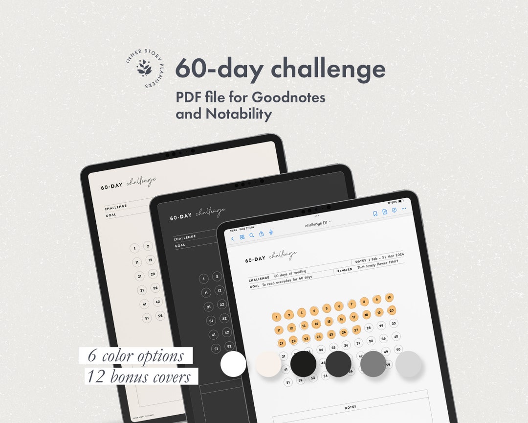 60-day Challenge Goodnotes Template: Minimalist Habit Tracker (PDF) - Etsy