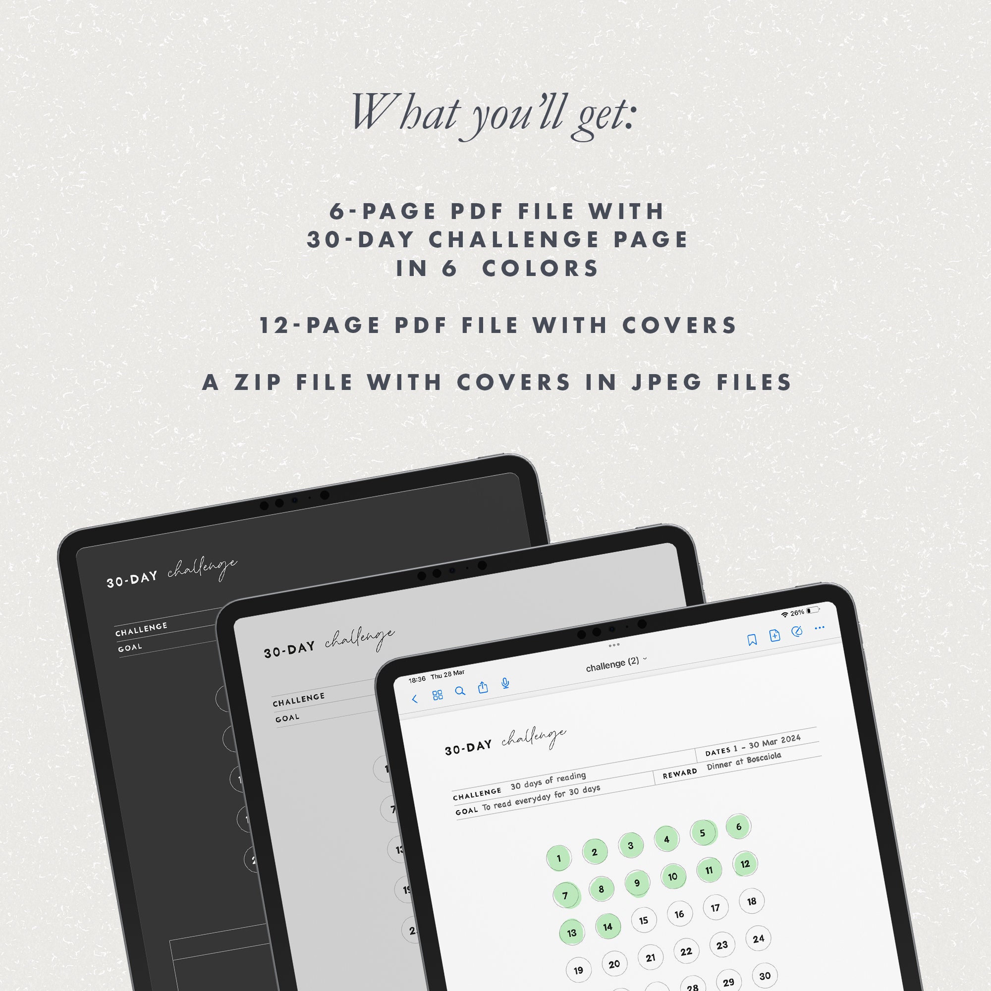 30 Day Challenge Goodnotes Template, Minimalist Habit Tracker Page ...