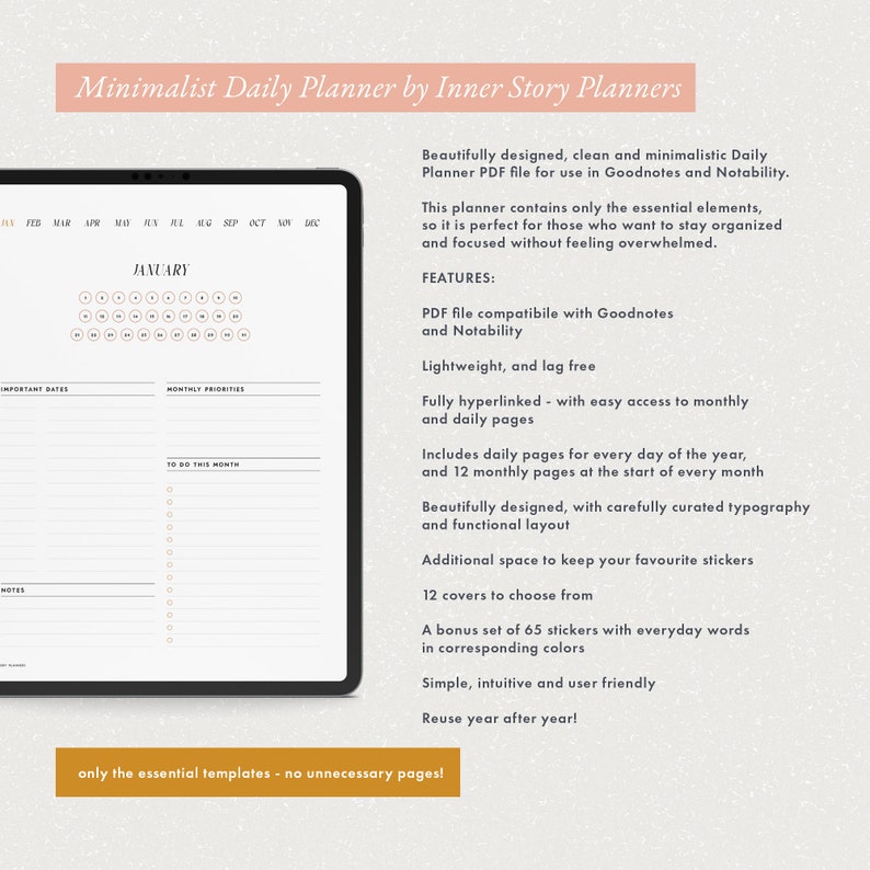 Minimalist Daily Digital Planner: Goodnotes & Notability Compatible ...