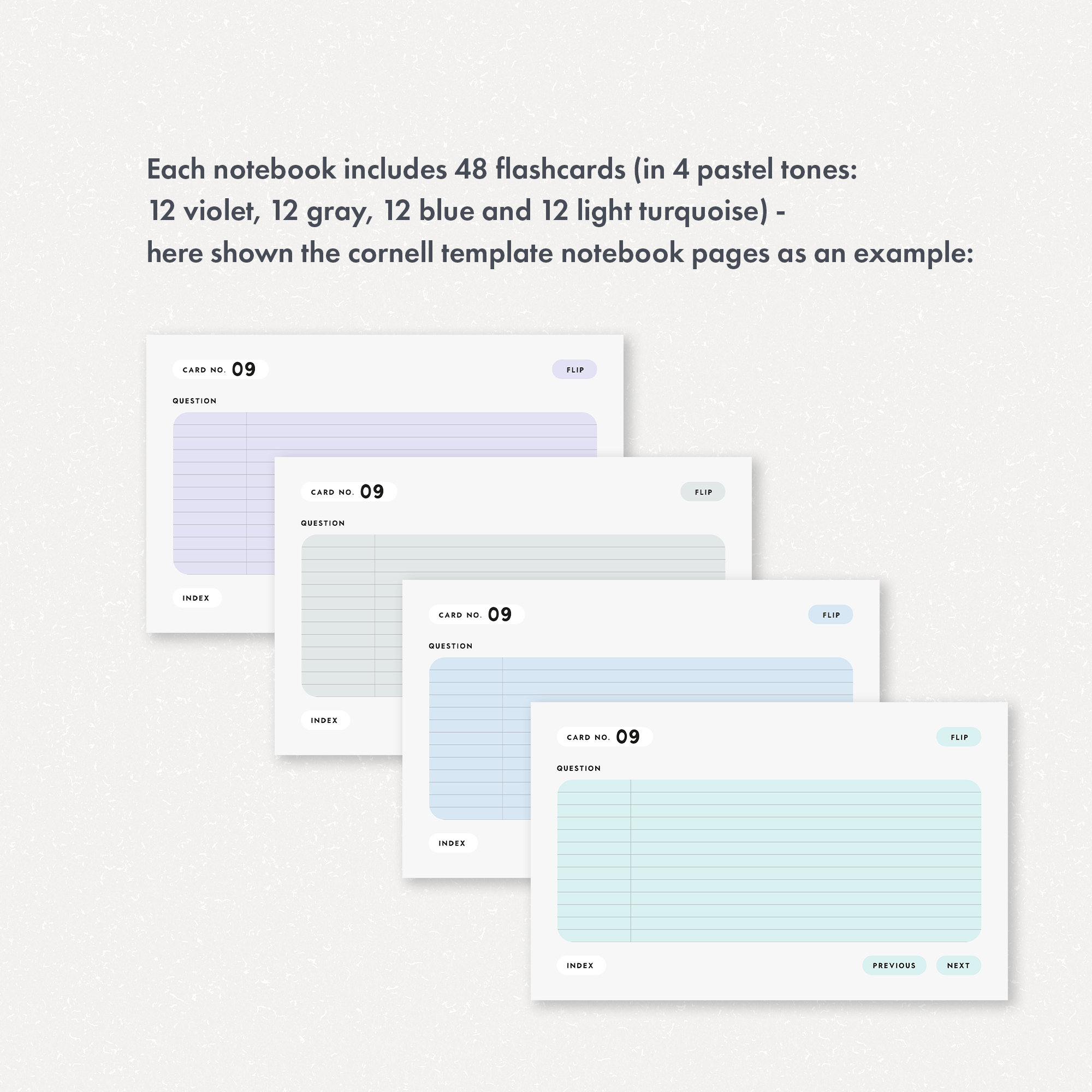 Digital Flashcards, 48 Student Flash Card Notebooks for Goodnotes and ...